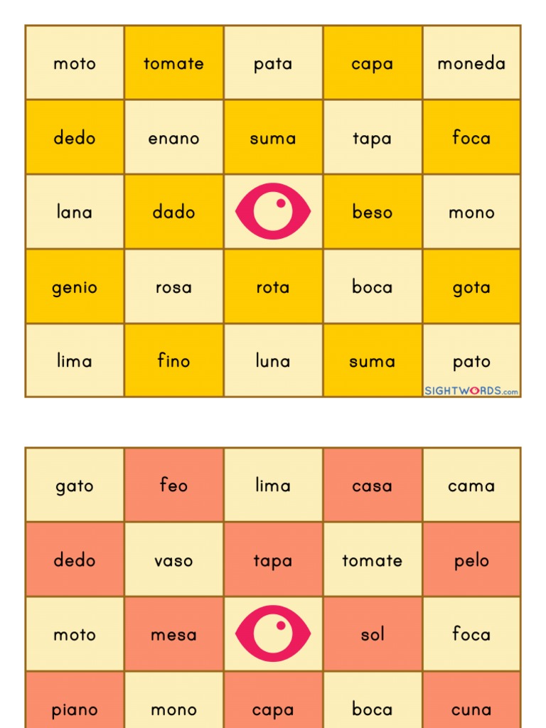 BINGO-LECTURA-DE-PALABRAS.pdf | Ocio | Astronomía | Prueba gratuita de ...