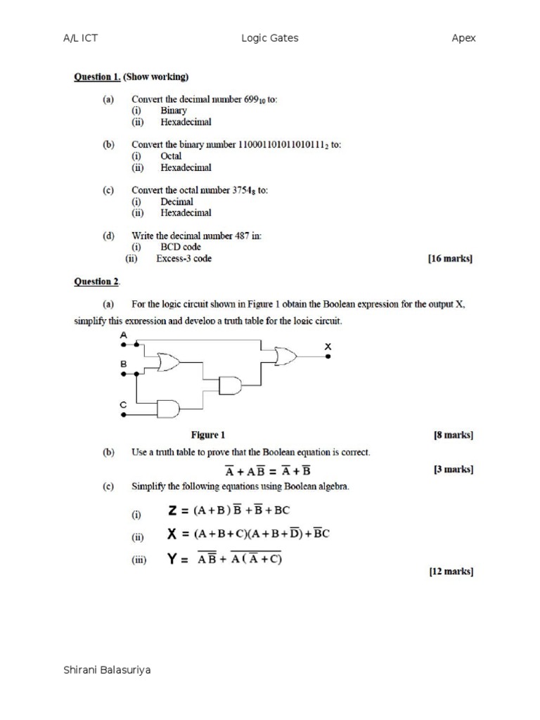 A/L Ict Logic Gates Apex | PDF