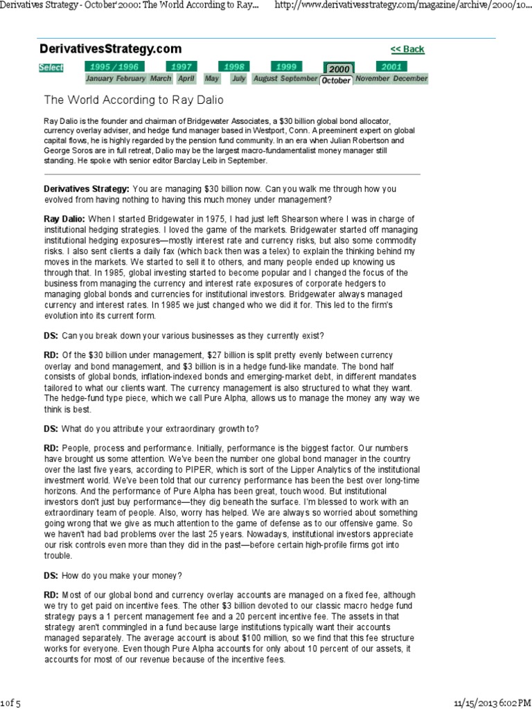 The World According To Ray Dalio | PDF | Hedge (Finance) | Option (Finance)
