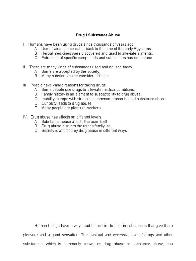Concept Paper Outline: Drug Abuse | PDF | Substance Abuse | Substance ...