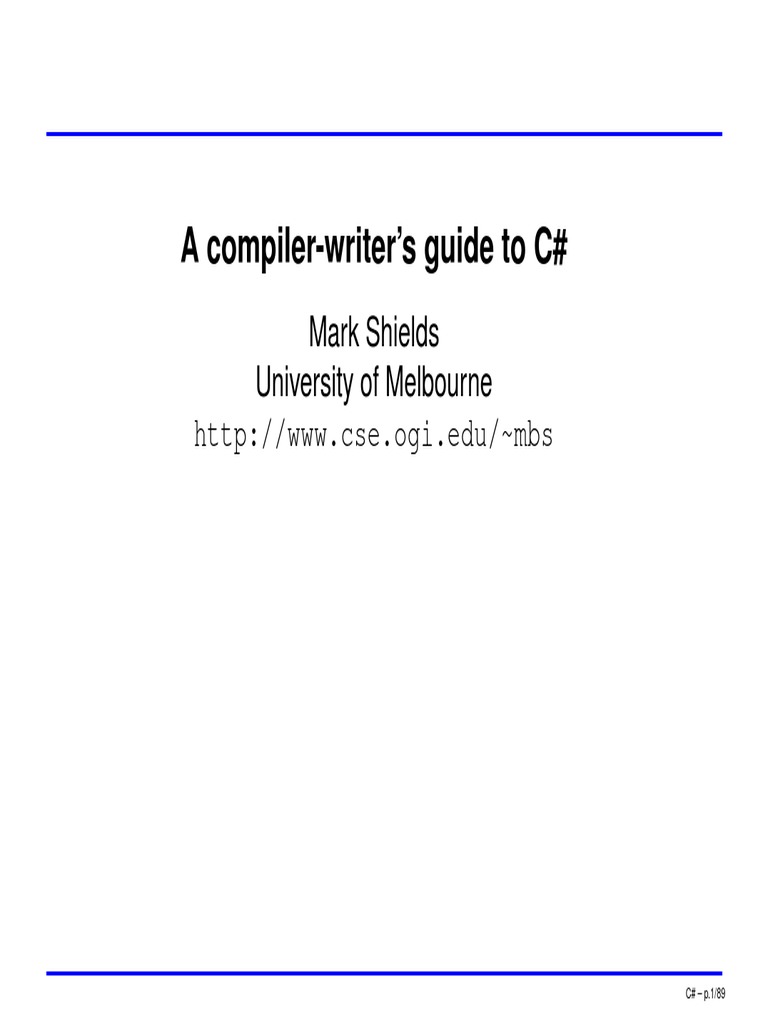 A Compiler Writer Guide To C# | PDF | C Sharp (Programming Language ...