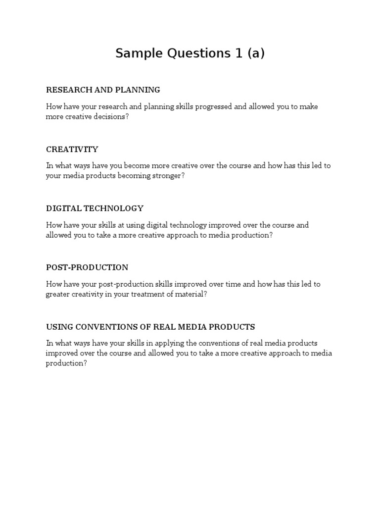 Sample Questions 1 (A) : Research and Planning | PDF
