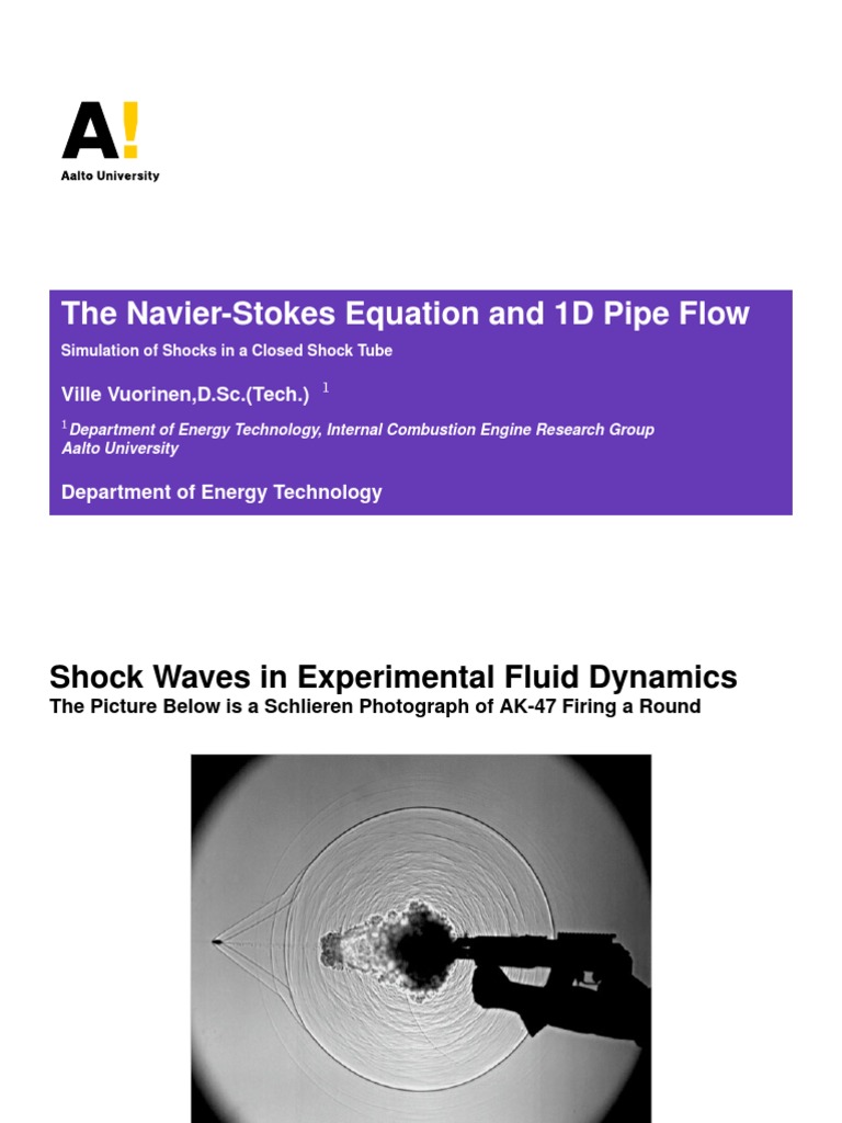 The Navier-Stokes Equation and 1D Pipe Flow | PDF | Navier–Stokes ...