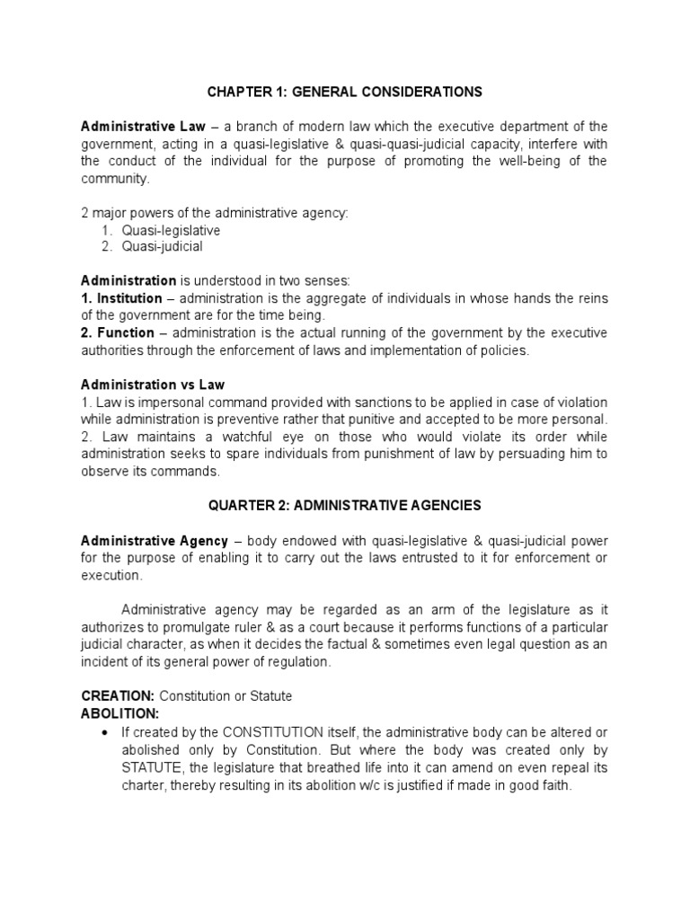 Administrative Law by Cruz (Chapters 1-4) | PDF | Administrative Law ...