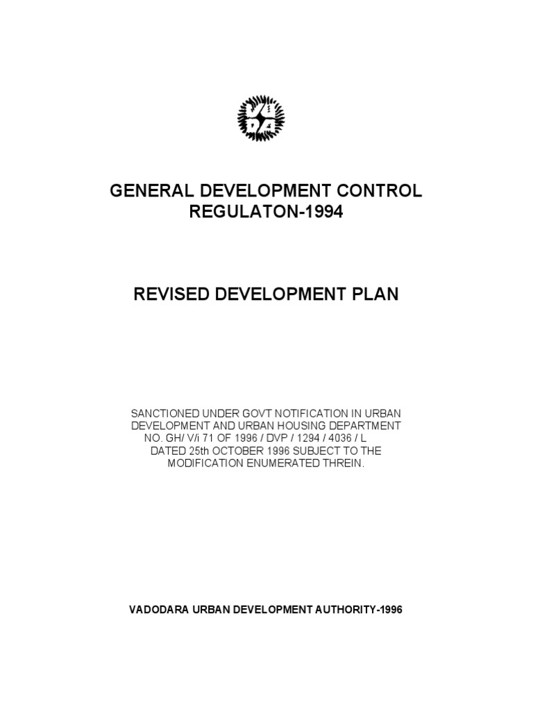General Development Control Regulations-1994: Revised Development Plan ...