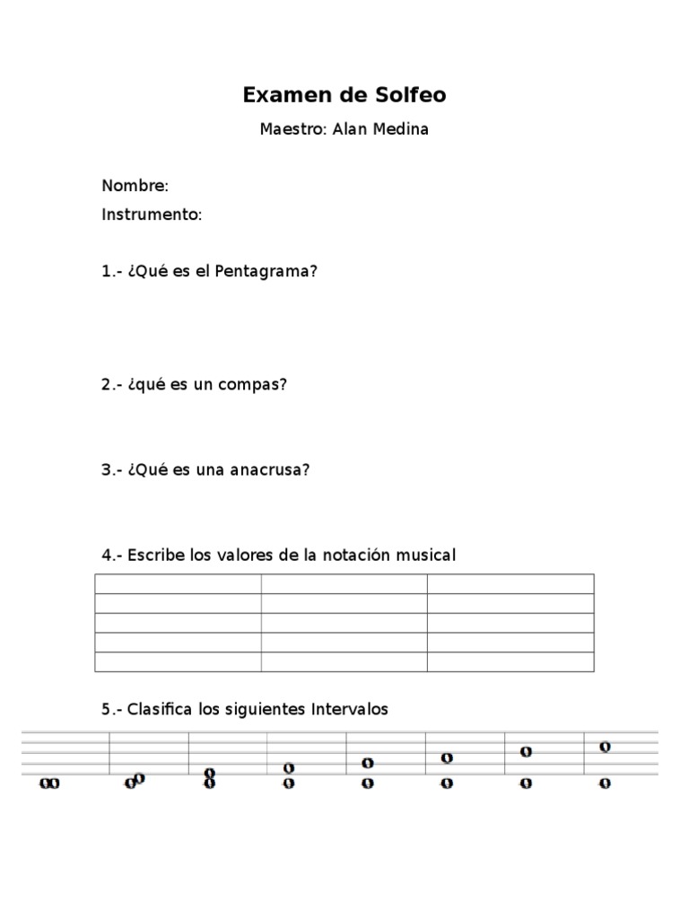 Examen de Solfeo | PDF