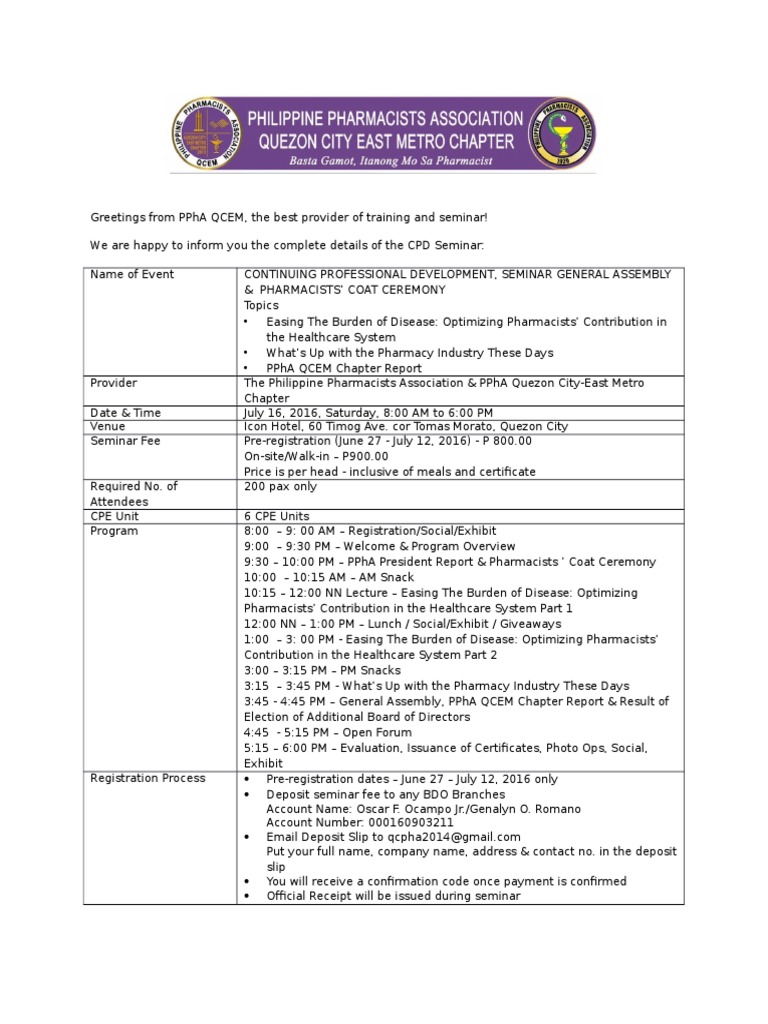 Details of PPhA QCEM CPD July 16, 2016 | PDF