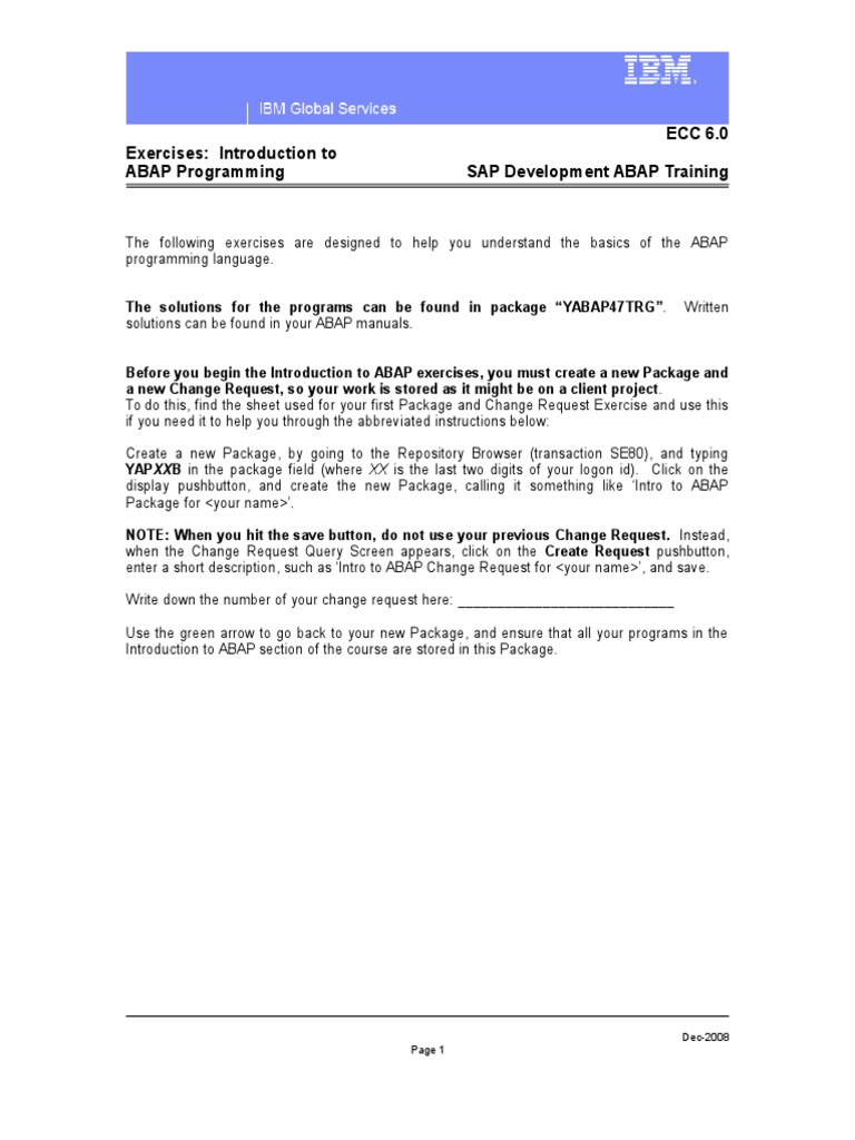 16 - Intro To ABAP Exercises | PDF | Page Layout | Databases