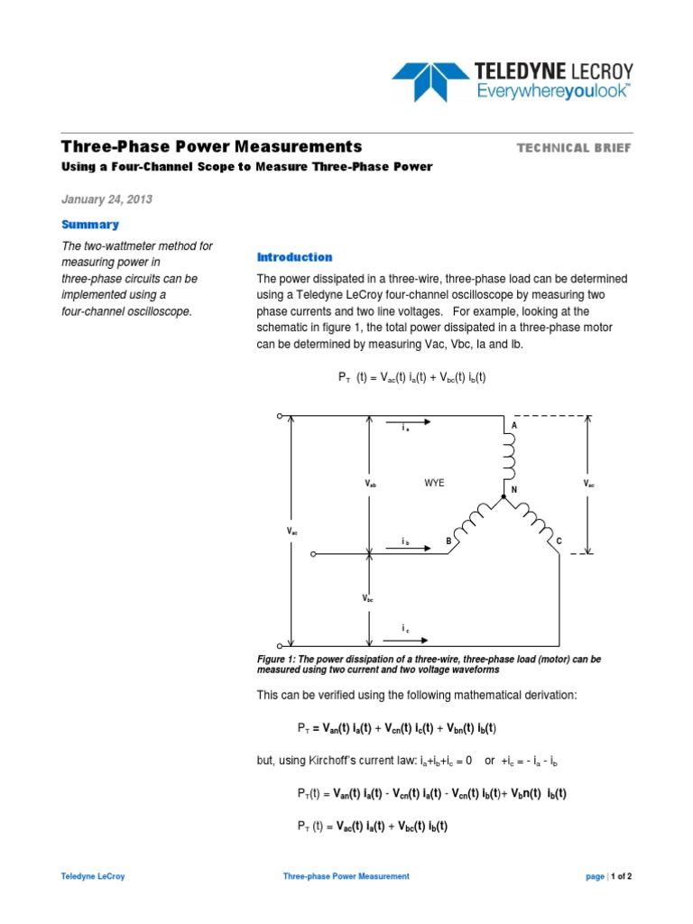 Three-Phase Power Measurement Guide | PDF | Phase (Waves) | Power (Physics)