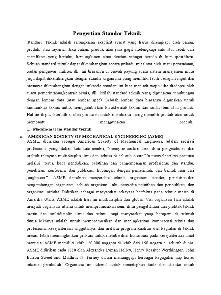 Pengertian dan Macam Standar Teknik | PDF