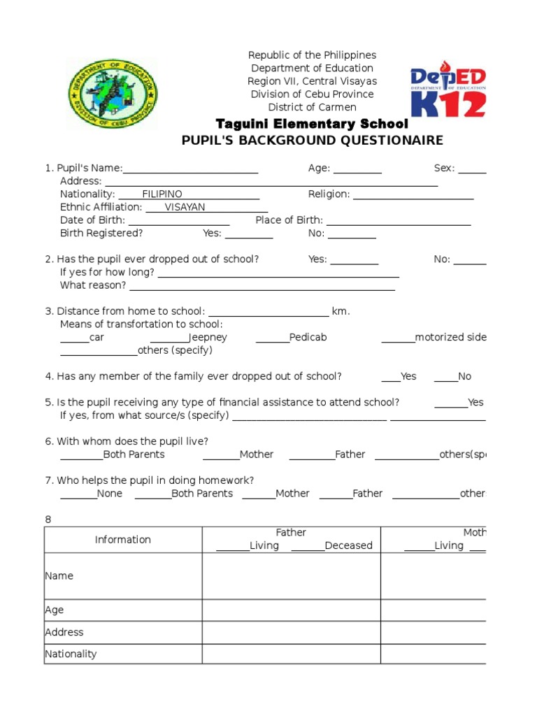 Pupils Family Background | PDF