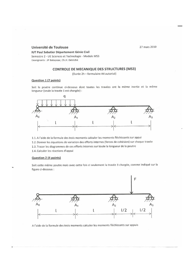 Exercices Poutre Continue | PDF