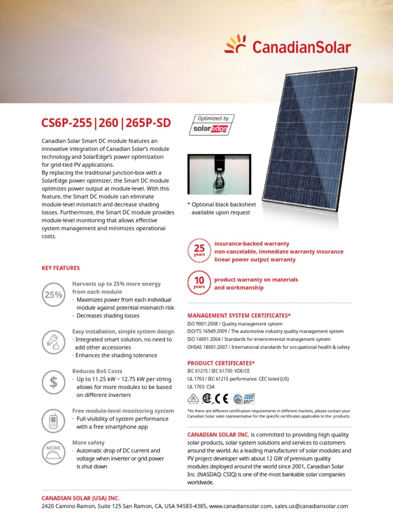 Canadian Solar Datasheet CS6PP SmartDC v5.3C2 Na | PDF | Electric Power ...