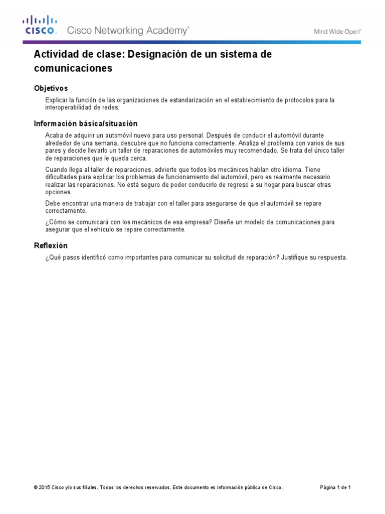 3.0.1.2 Class Activity - Designing A Communications System | PDF