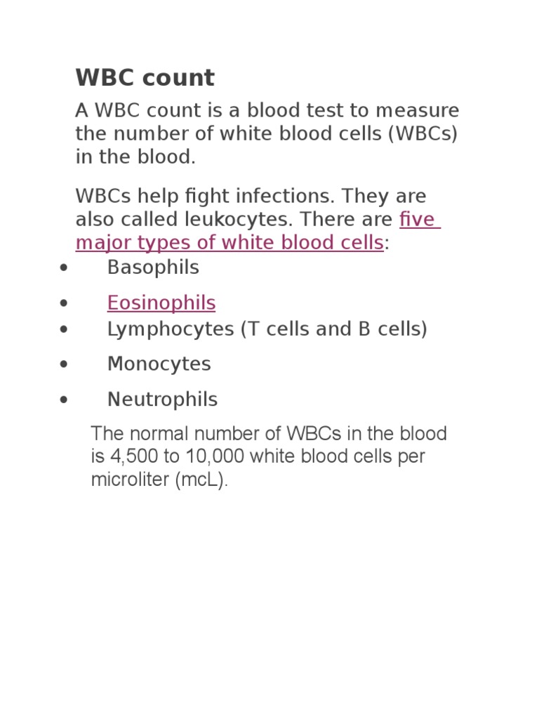 WBC Count | PDF | White Blood Cell | Tissue (Biology)