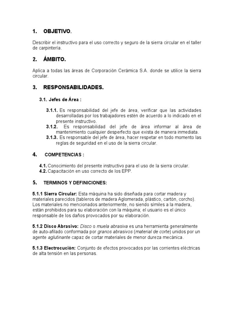 Procedimiento de Sierra Circular | PDF | Herramientas | Science