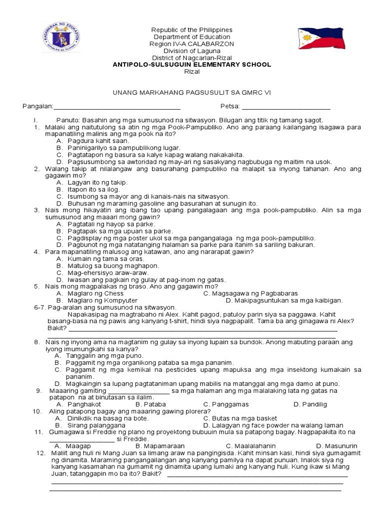 First Periodical Test Papers-Grade Six | PDF
