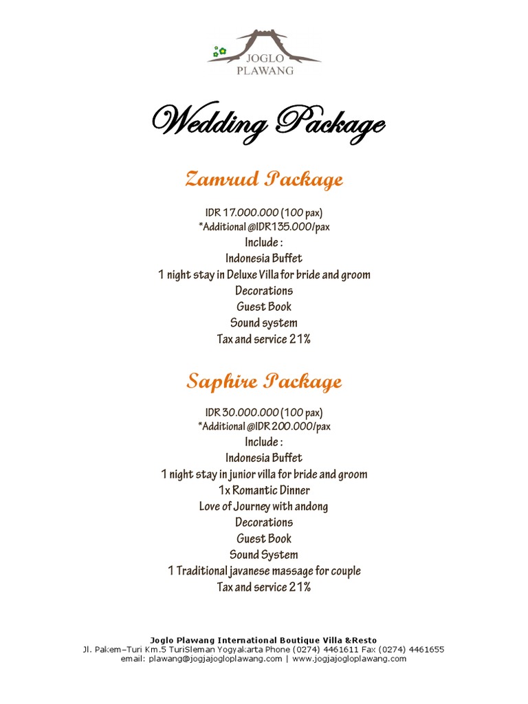 Joglo Plawang Wedding Package PDF | PDF
