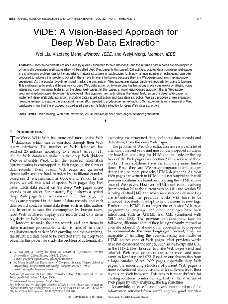 A Vision Based Approach For Deep Web Data Pdf Html World Wide Web