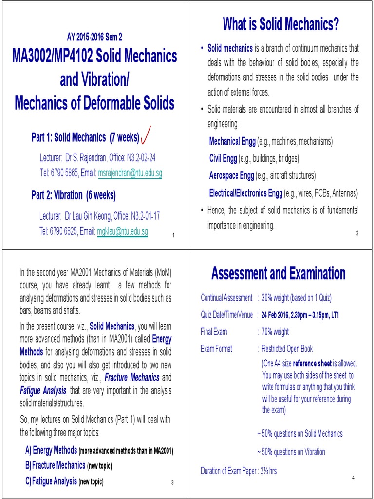 0 - Introduction To Part 1 (Solid Mechanics) | Solid | Solid Mechanics