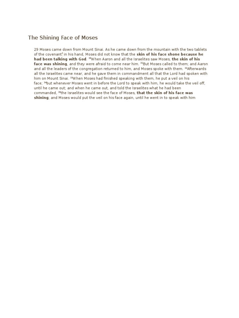 The Shining Face of Moses | PDF
