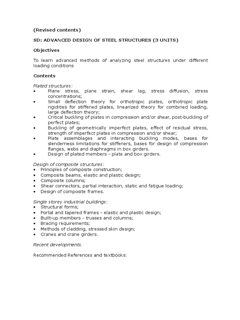 Advanced Design of Steel Structures (Revised Content) | PDF