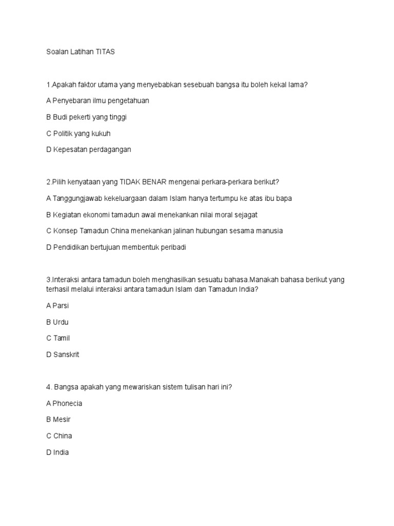 Soalan Latihan Titas | PDF