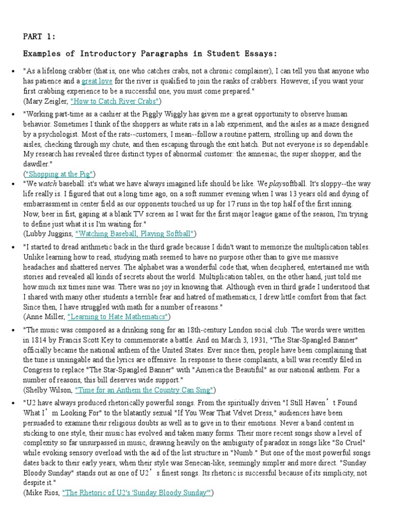 Examples of Introductory Paragraphs in ENGLISH | PDF | The Star ...