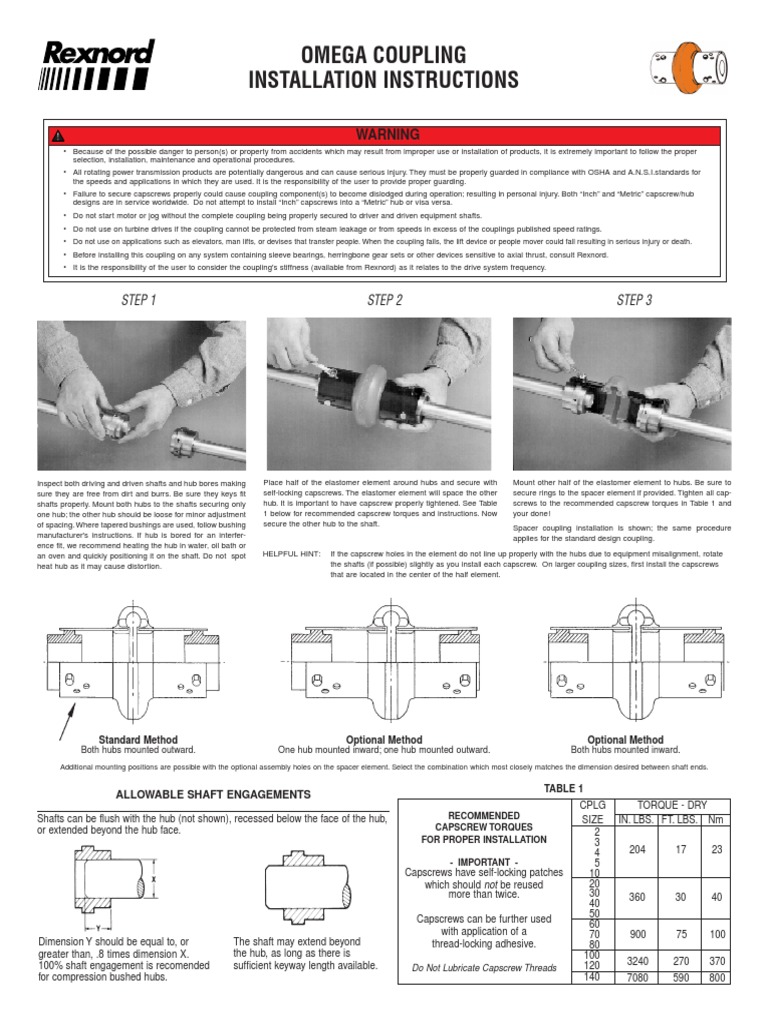 Omega Elastomeric Couplings - Installation Manual | PDF | Machines ...