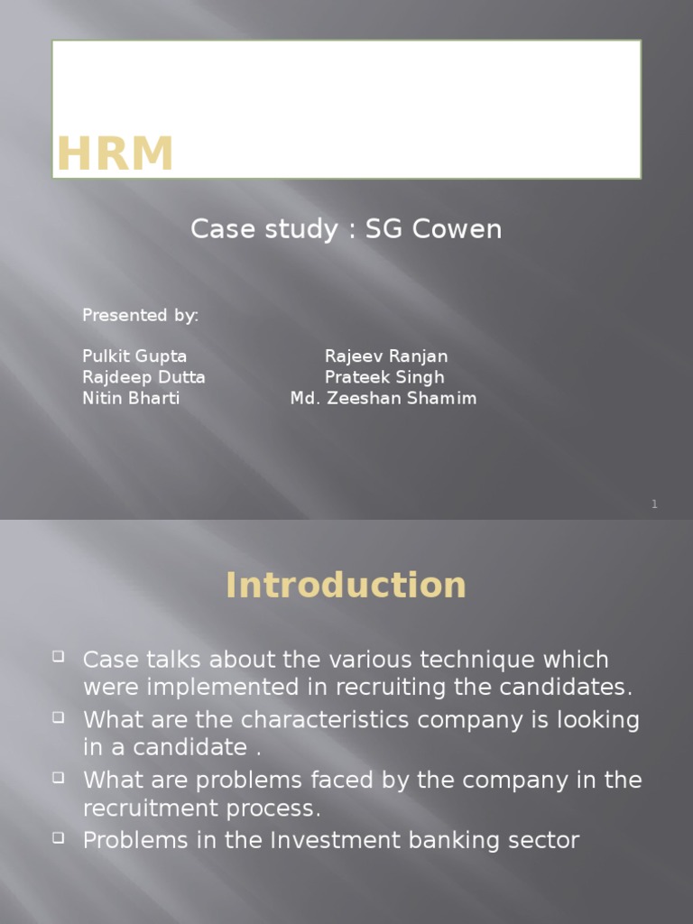 Case Study: SG Cowen | PDF