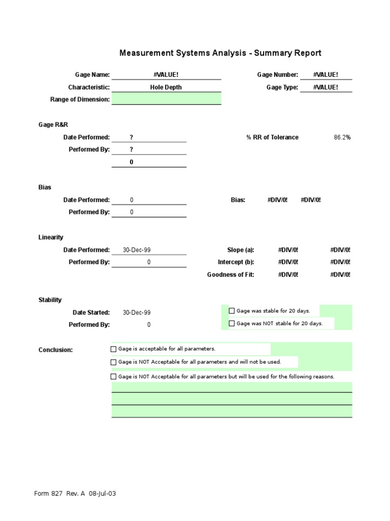 MSA Worksheet | PDF | Linearity | Scientific Method