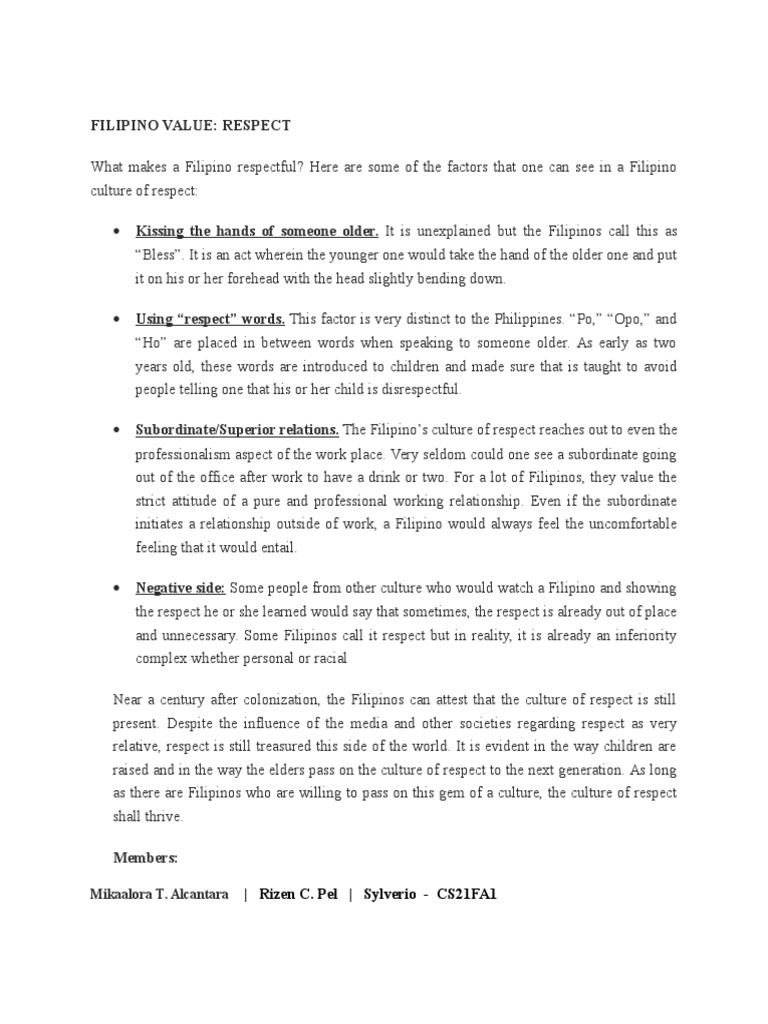 What Makes A Filipino Respectful | PDF | Value (Ethics) | Lifelong Learning