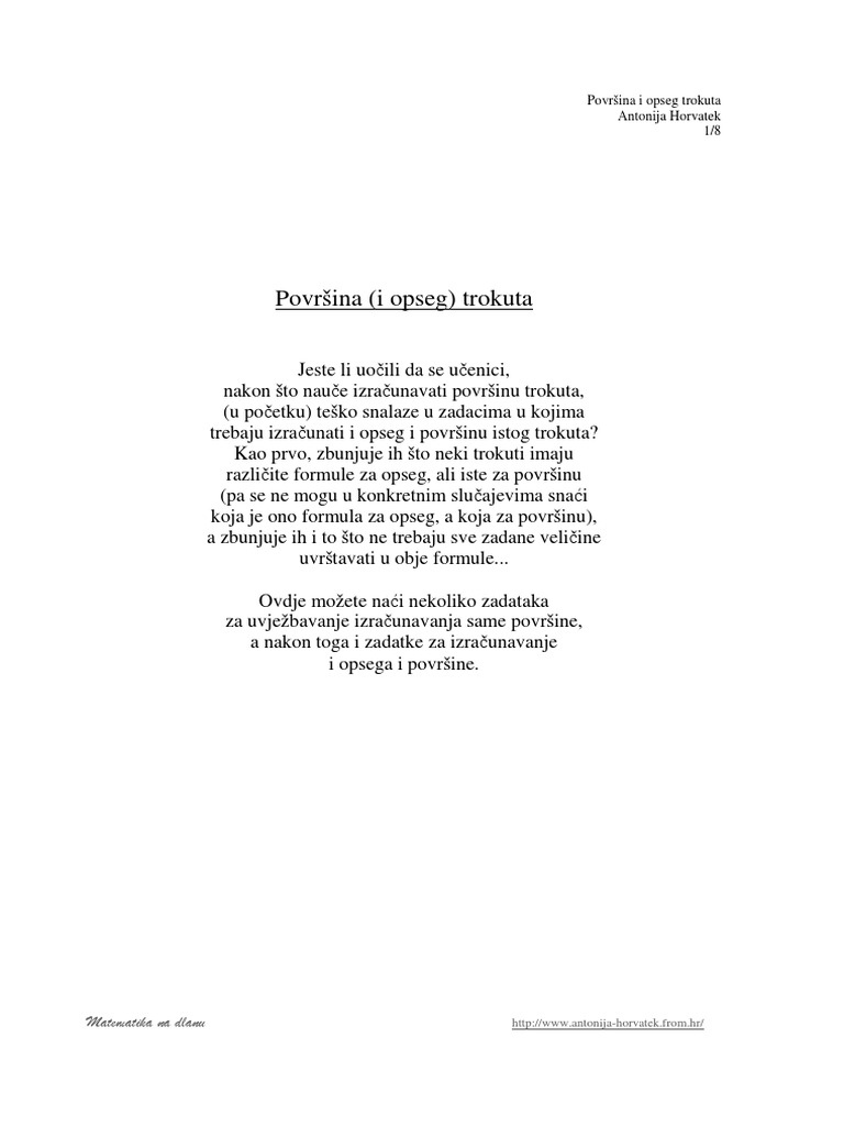 Povrsina I Opseg Trokuta | PDF