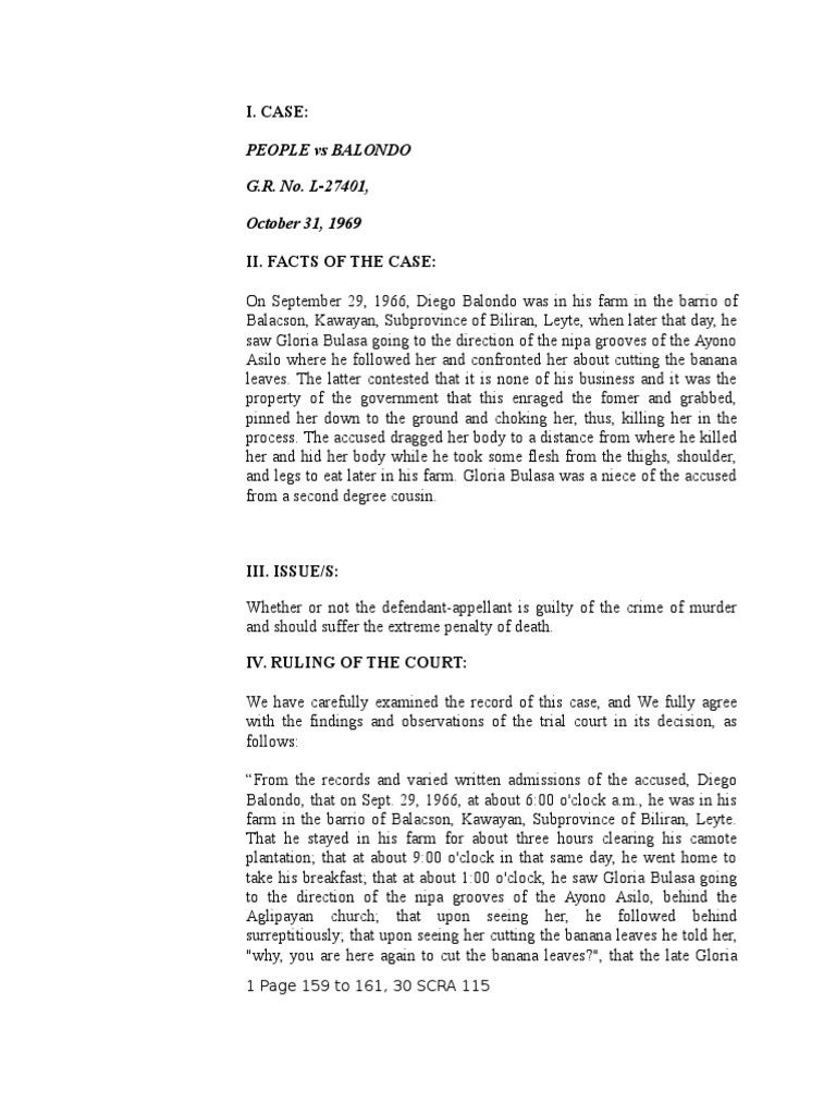 People Vs Balondo | PDF | Plea | Murder