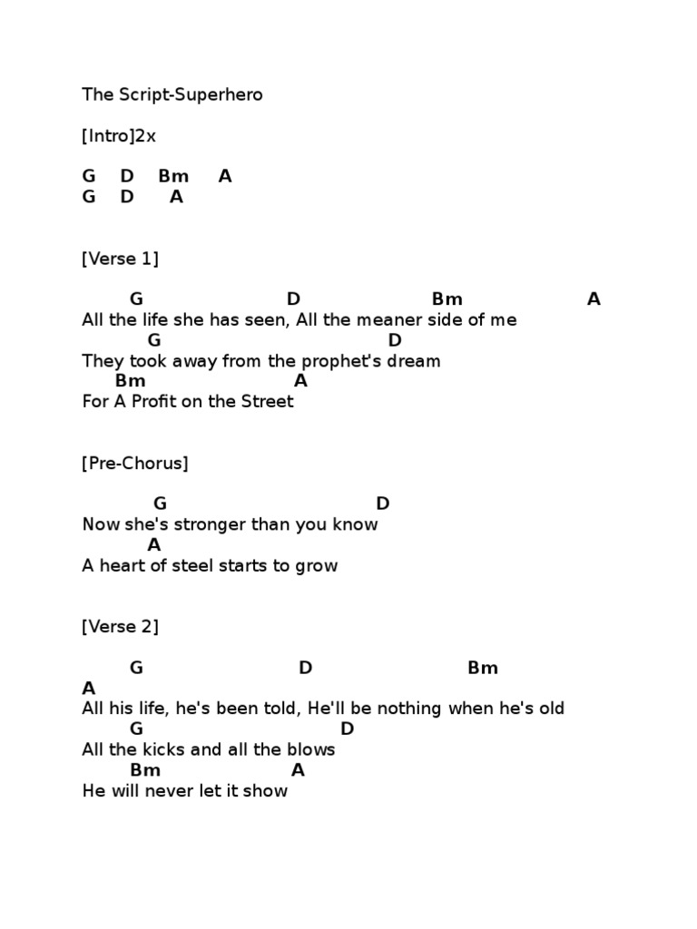 The Script Guitar Chord | PDF | Song Structure | Songs