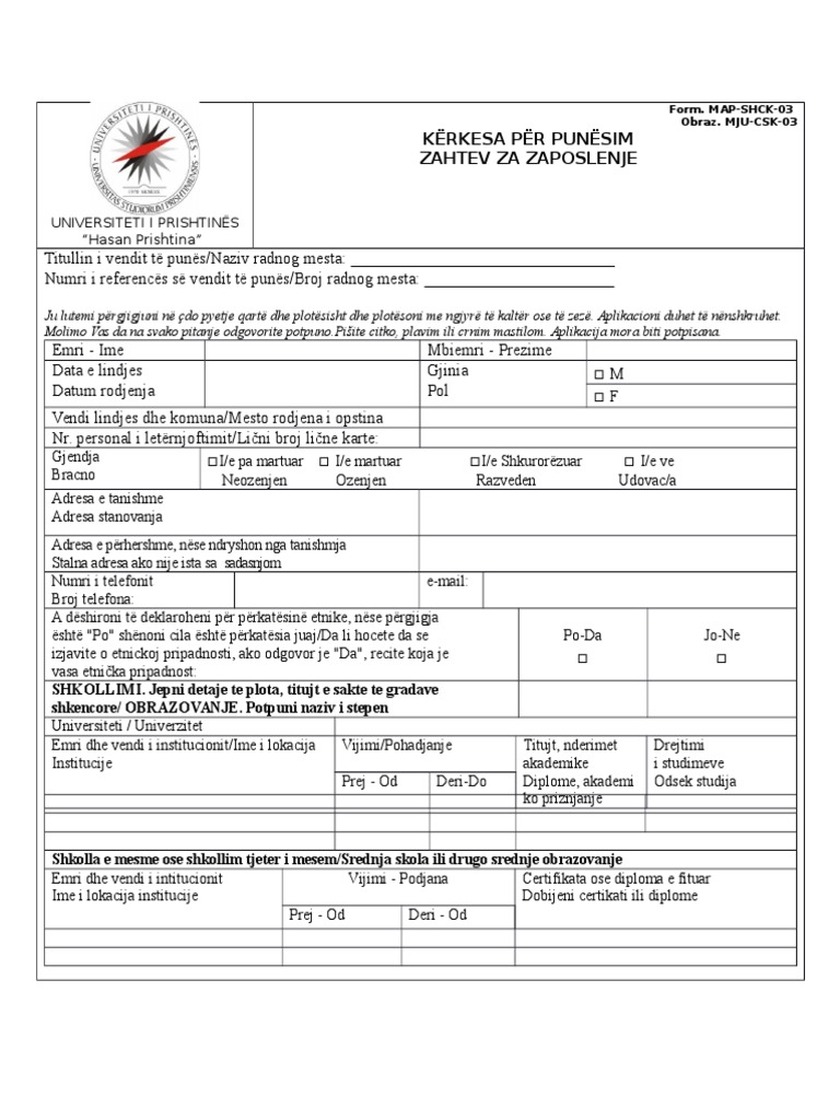 Kerkesa Per Punesim | PDF