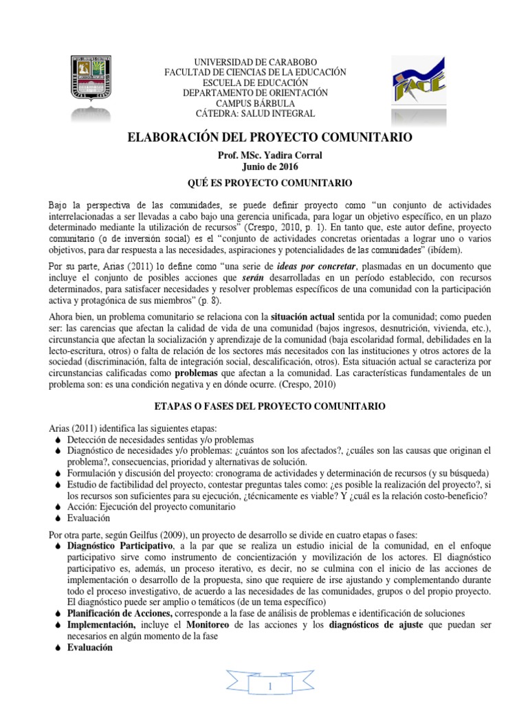 El Informe en Proyectos Comunitarios