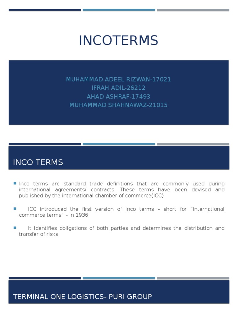 Inco Terms in Supply Chain Management | PDF | Global Business ...