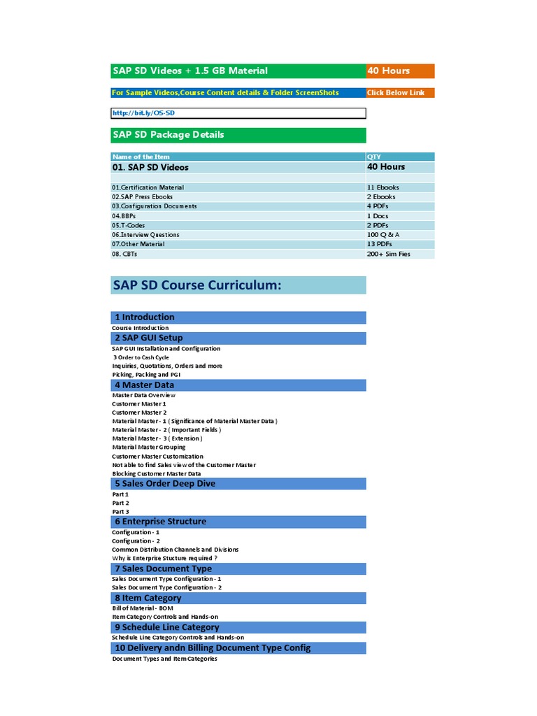 SAP SD Course Content Details | PDF | Sap Se | Invoice