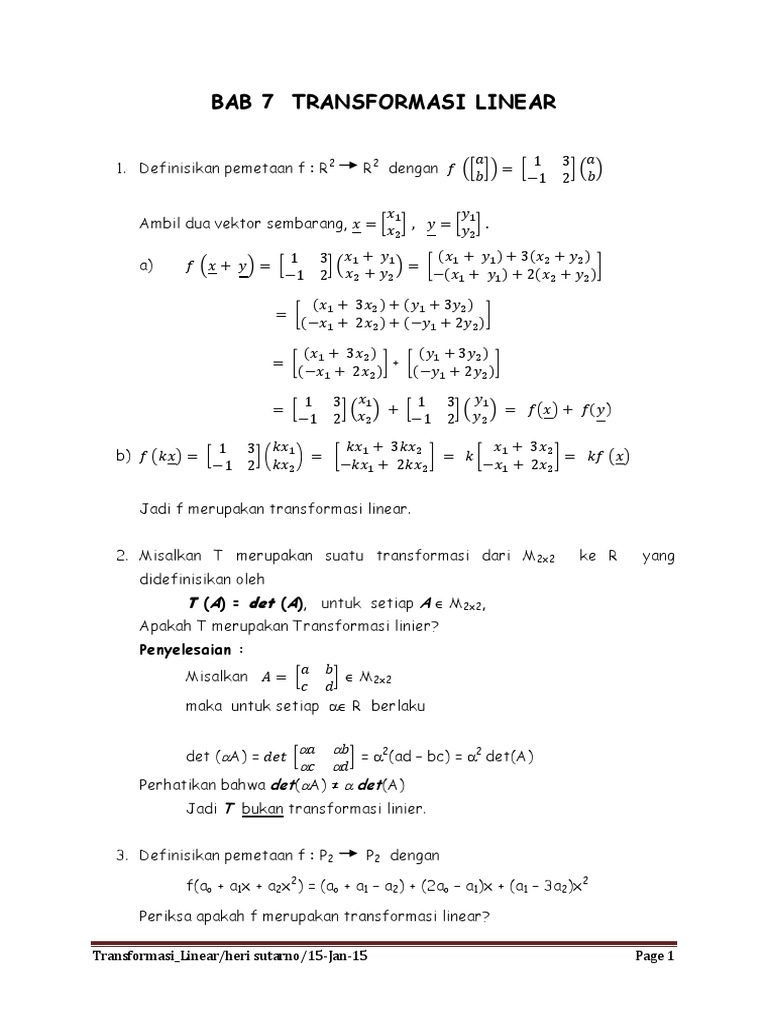 Bab 7 Soal Transformasi Linear | PDF