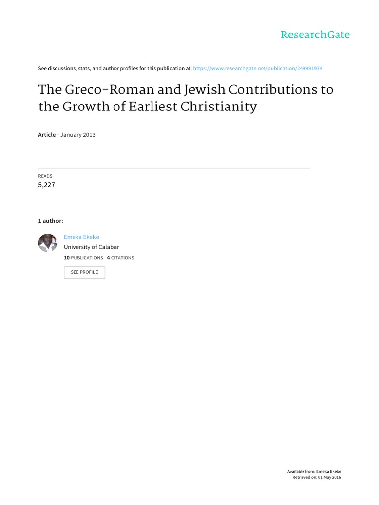 Greco-Roman & Jewish Impact on Early Christianity | PDF | Constantine ...