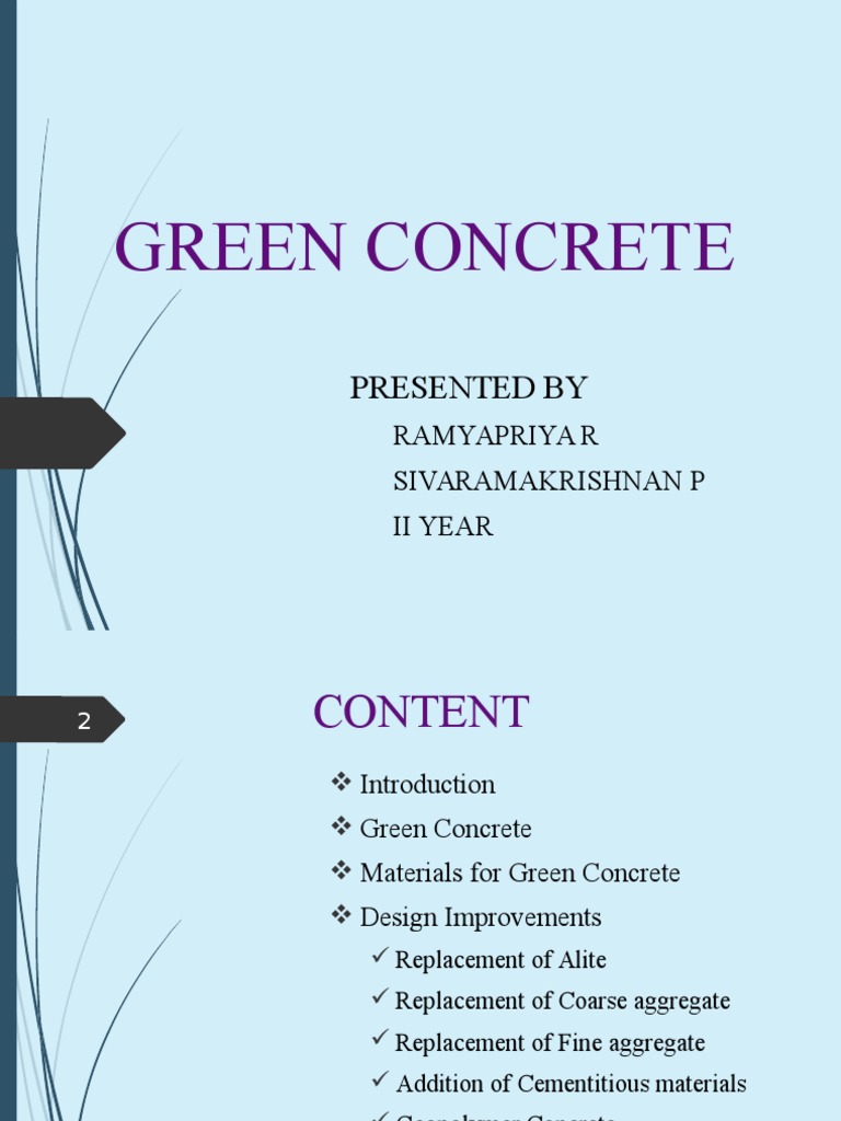 Green Concrete Presentation | PDF | Construction Aggregate | Concrete