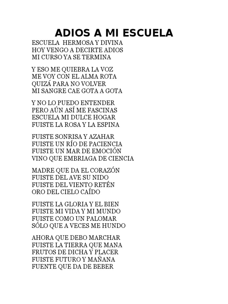 Adios A Mi Escuela | PDF