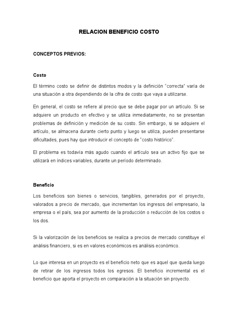 Análisis de Relación Costo-Beneficio | PDF | Beneficio (economía) | Costo