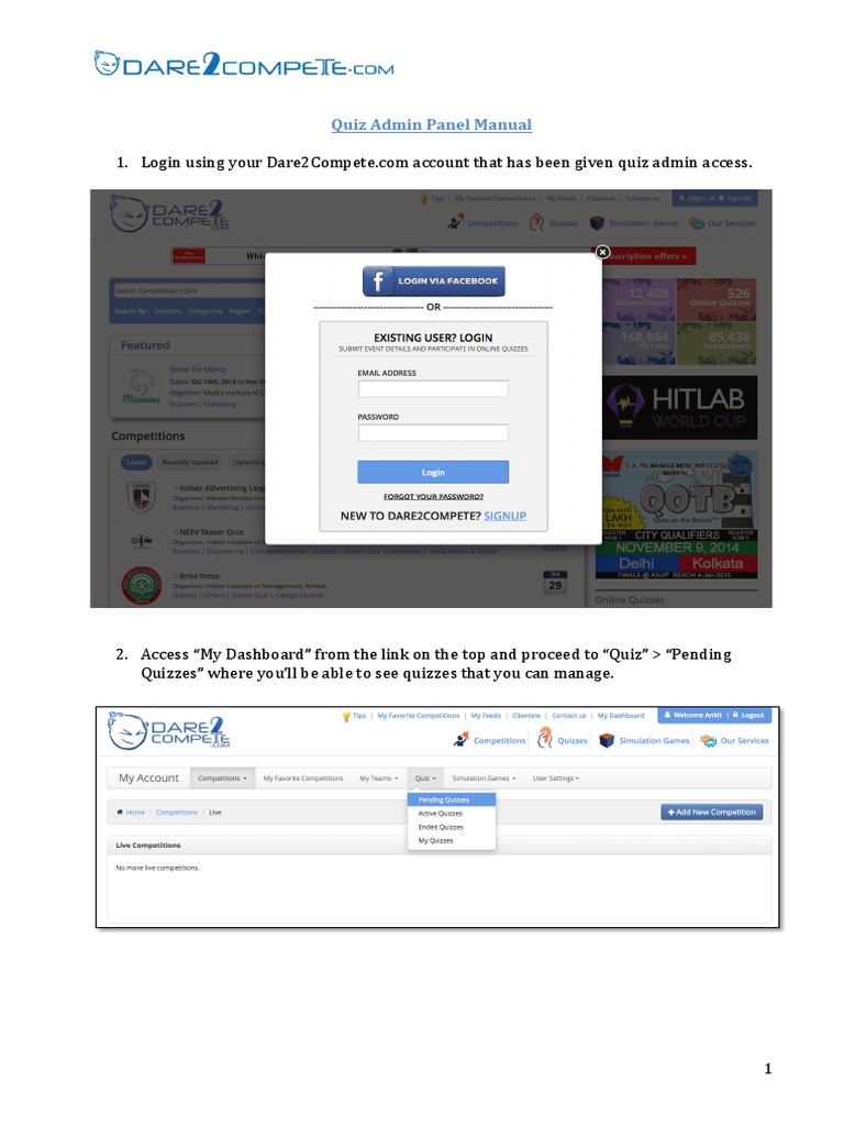 Quiz Admin Panel Manual Pdf Quiz Computing