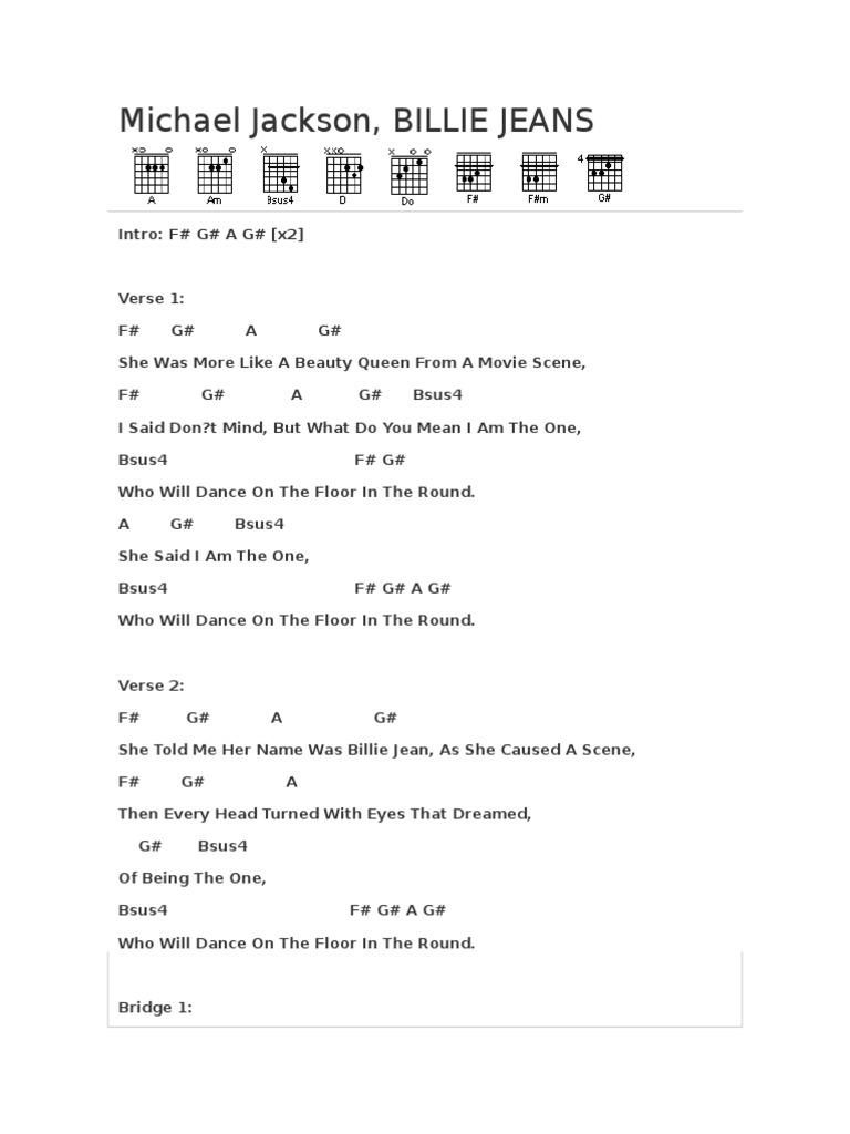 Michael Jackson, BILLIE JEANS | PDF | Song Structure | Leisure