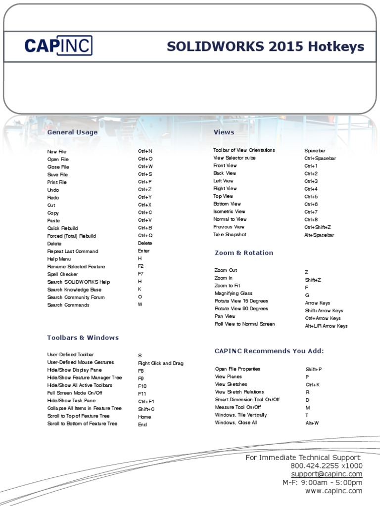 SolidWorks 2015 hotkeys | Keyboard Shortcut | Computer File