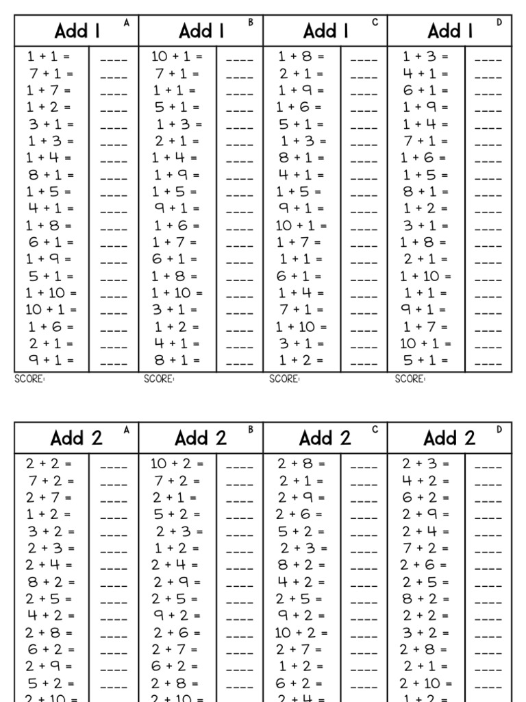 Addition Fluency Cards | Download Free PDF | Behavior Modification ...