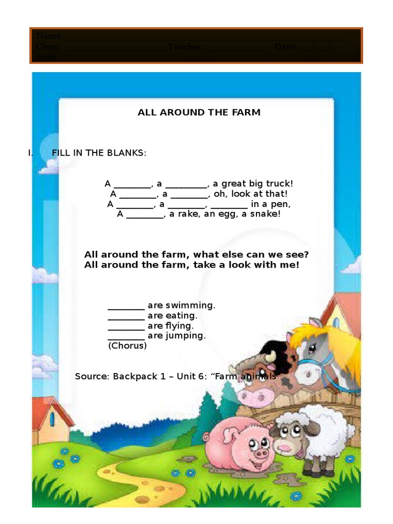 Backpack Song - All Around The Farm | PDF