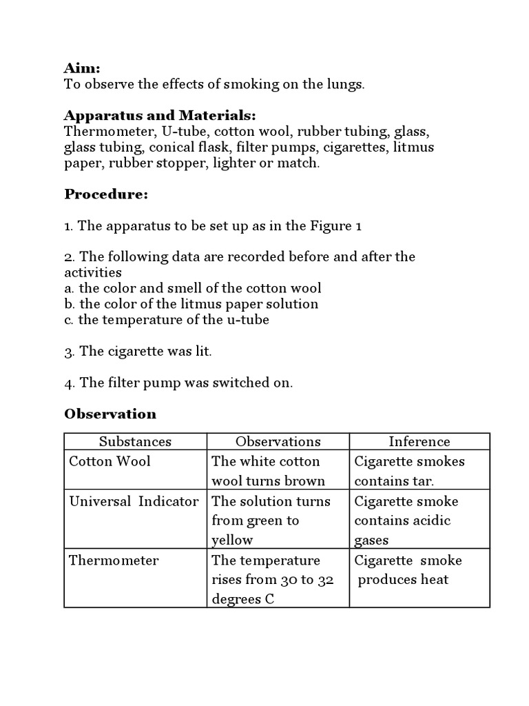 Cigarette Smoke Experiment | PDF | Science & Mathematics